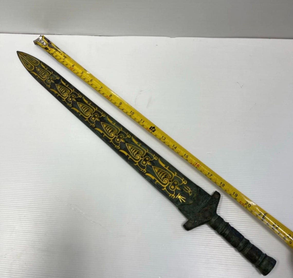 Unique Ancient Roman Bronze 18K Gold Work on Sword Excellent Sword ...