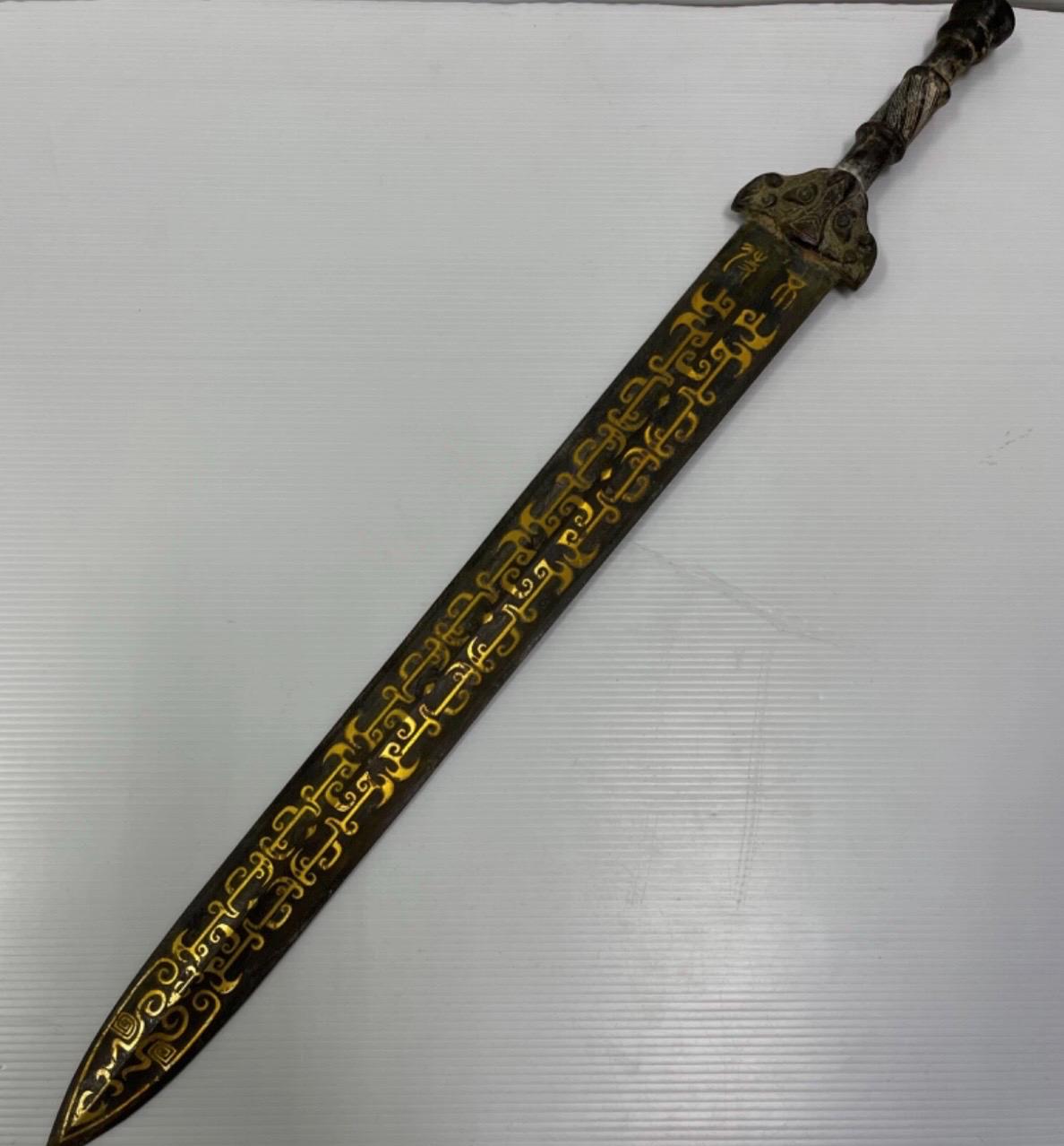 Unique Ancient Roman Bronze 18K Gold Work on Sword Excellent Sword ...