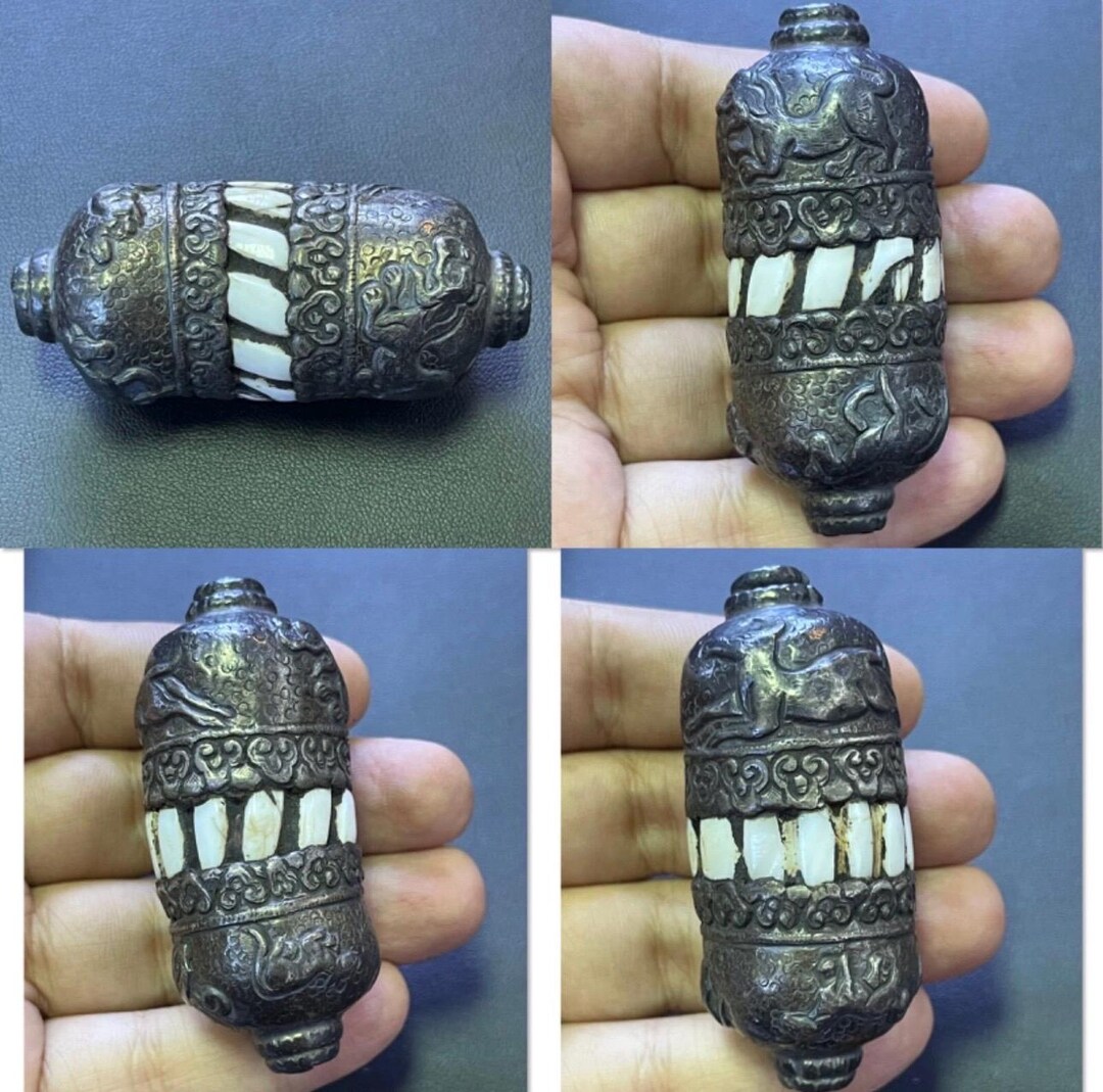 Antique Middle Eastern Ancient Solid Silver Bead With Decoration - Etsy