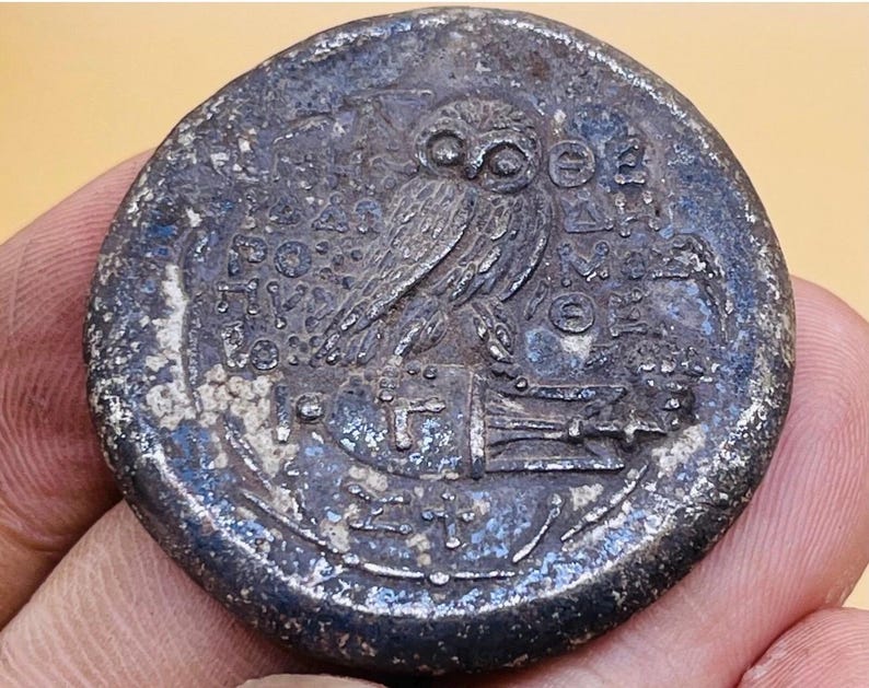 Ancient Greek Bronze Tetradrachm Coin Athens Attica Owl 500bc - Etsy