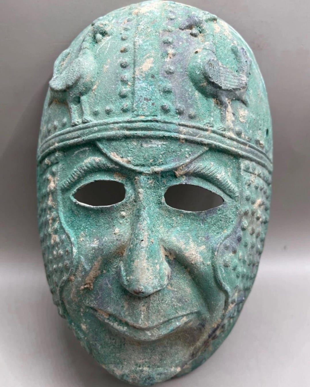 Ancient Large Roman Bronze Calvary Mask With Green Patina Circa 5th ...