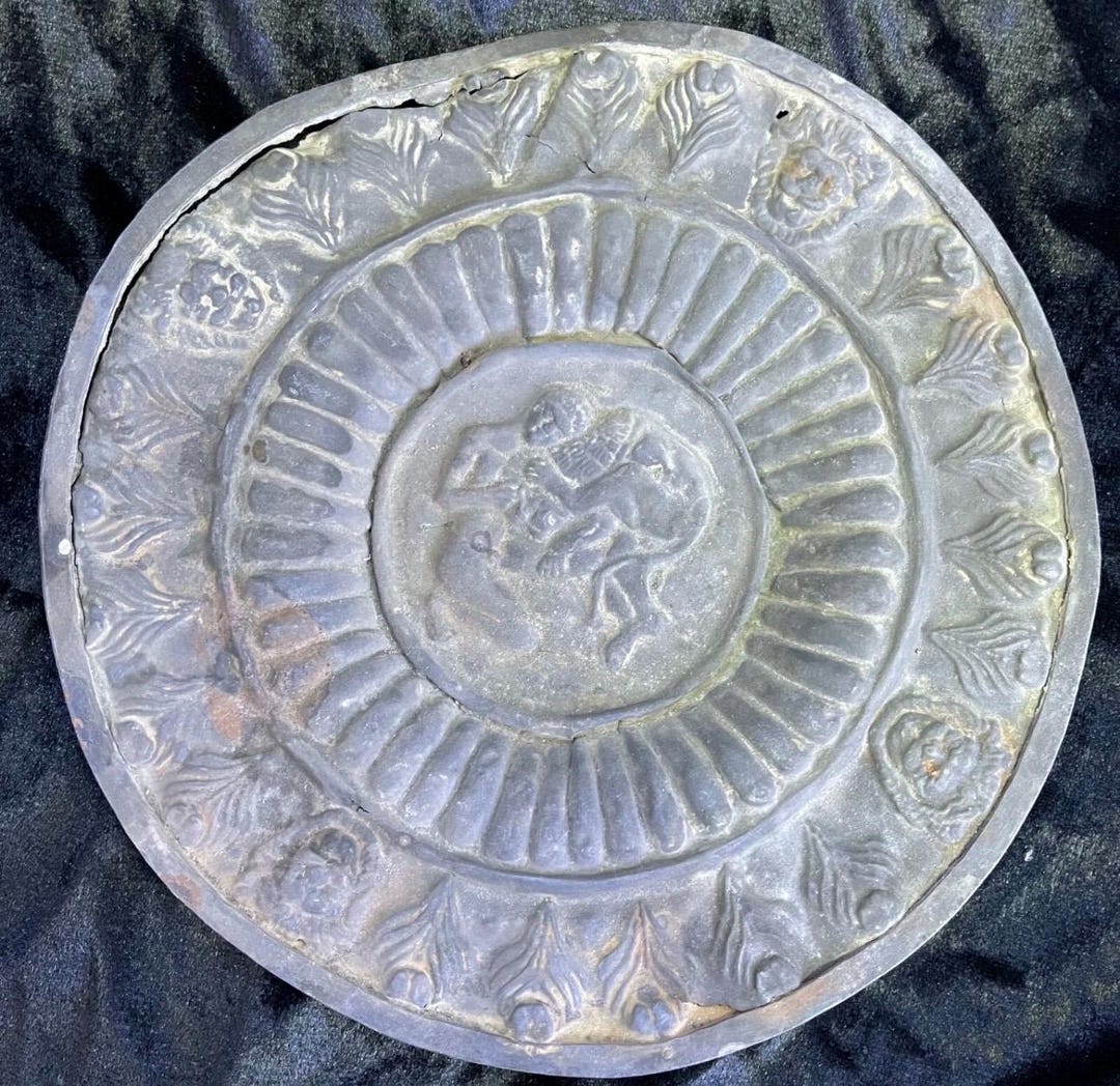 Ancient Sasanian Hand Beaten Solid Silver Ceremonial Plate With ...