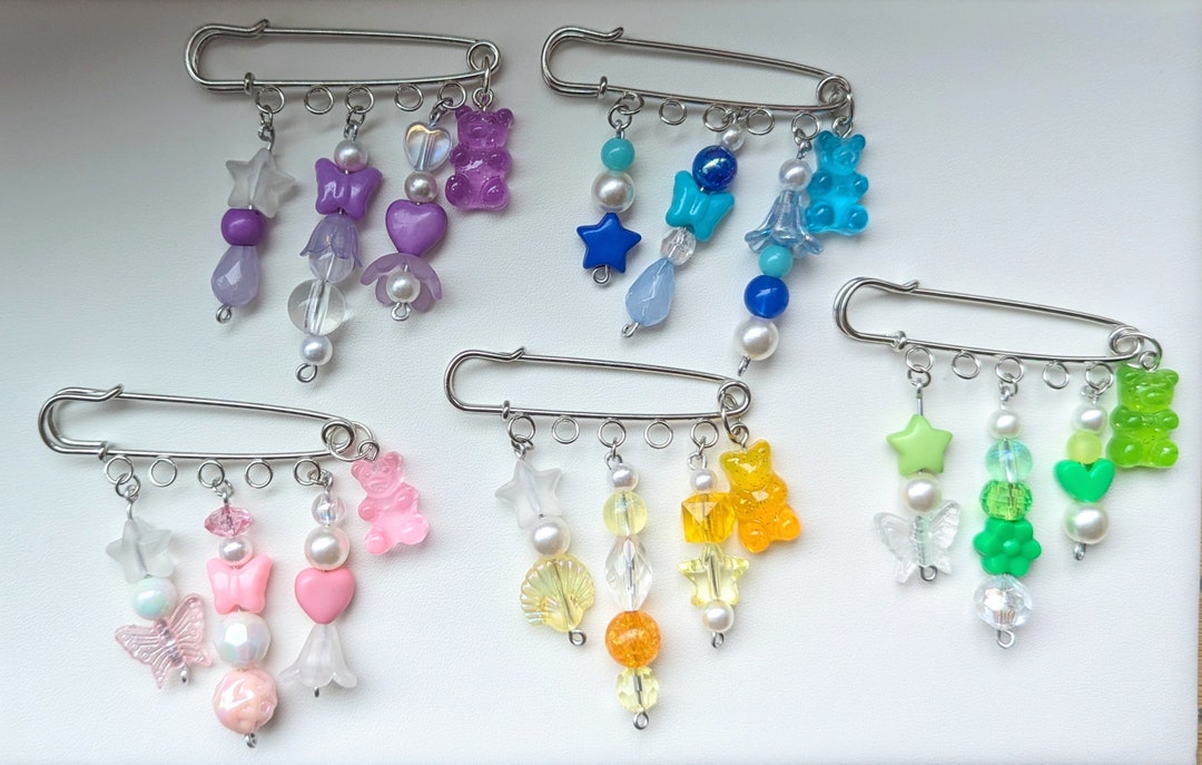 Beaded Bag Pin Beaded Brooch Pin Bag Accessory Purse Charm Safety Pin ...