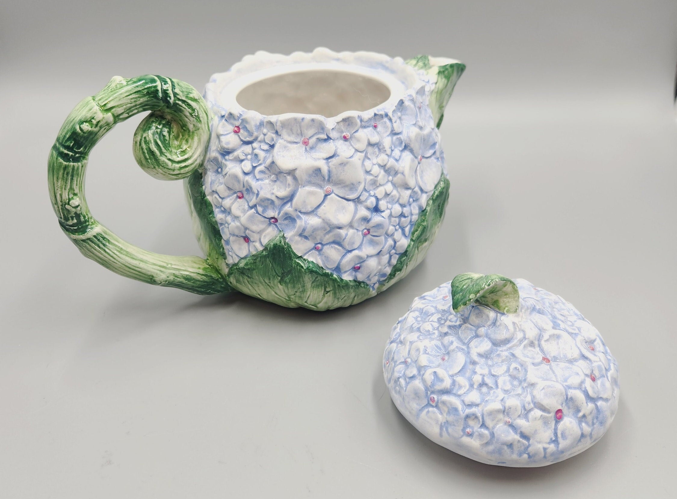 Vintage Fitz and Floyd Blue Hydrangea hand Painted Teapot With Lid 1990 ...