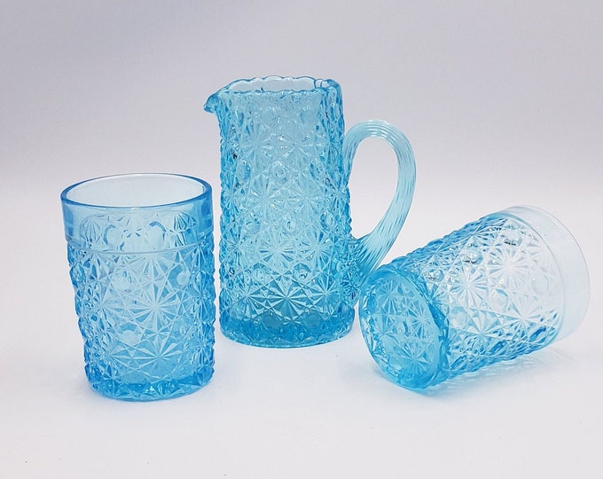 Antique Bryce Brothers Aka Daisy and Button Pattern Blue/ Aqua Pitcher ...