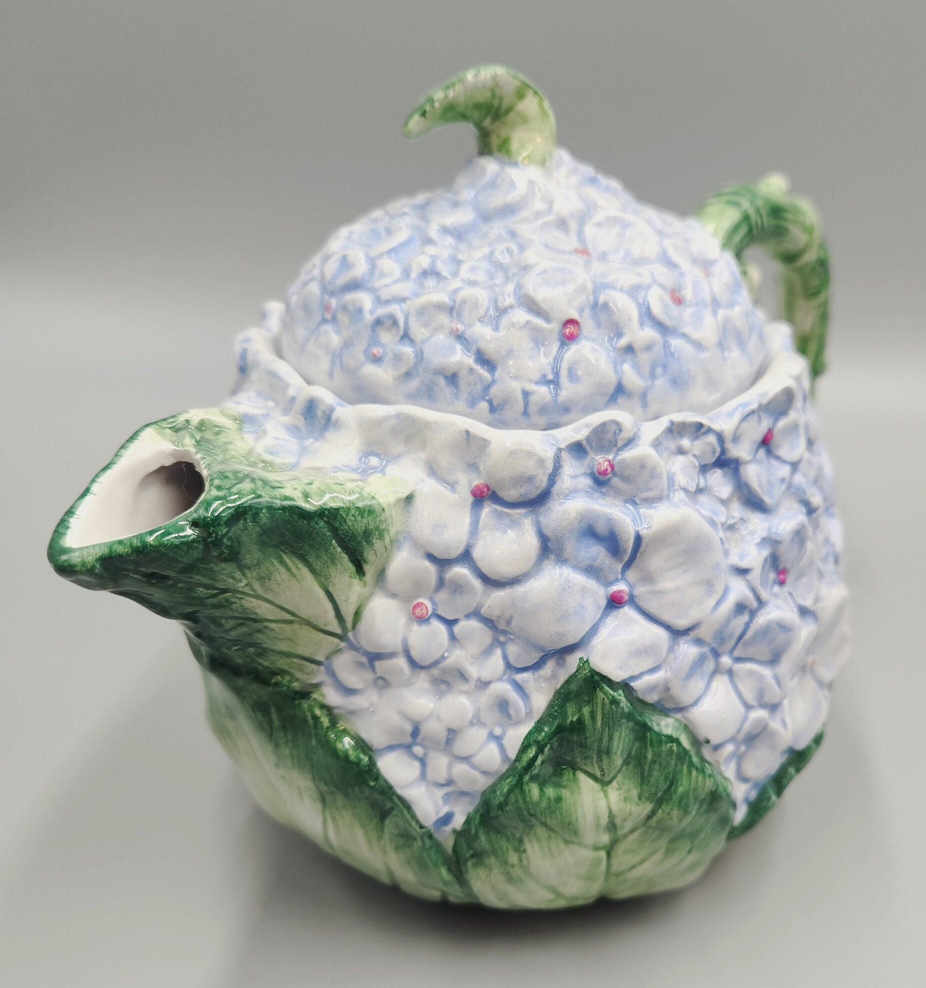 Vintage Fitz and Floyd Blue Hydrangea hand Painted Teapot With Lid 1990 ...