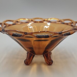 Vintage Lancaster Colony Pitman Dreitzer Footed Bowl - Amber Glass Dish ...