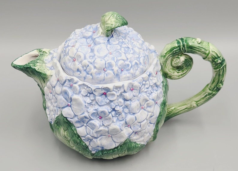 Vintage Fitz and Floyd Blue Hydrangea hand Painted Teapot With Lid 1990 ...