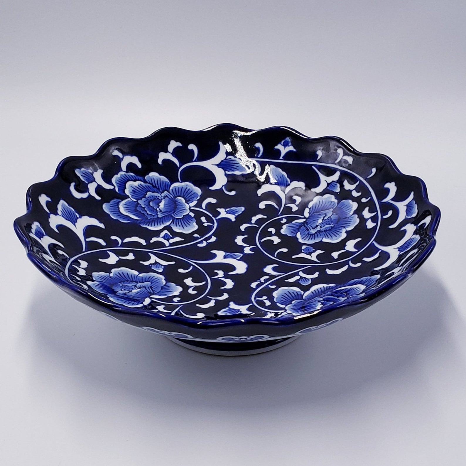The Bombay Company Chinoiserie Footed Bowl/ Plate - Dessert Dish ...