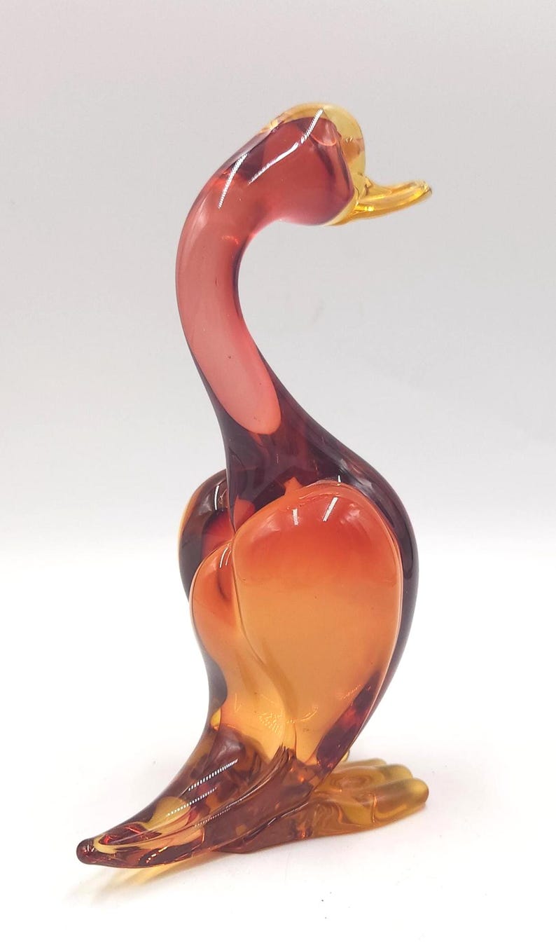 Vintage Seguso Murano Italy Orange/ Cranberry Color Sommerso Glass Duck ...