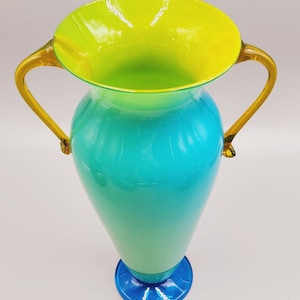 Stunning Rick Strini Footed Glass Amphora Vase With Handles ...