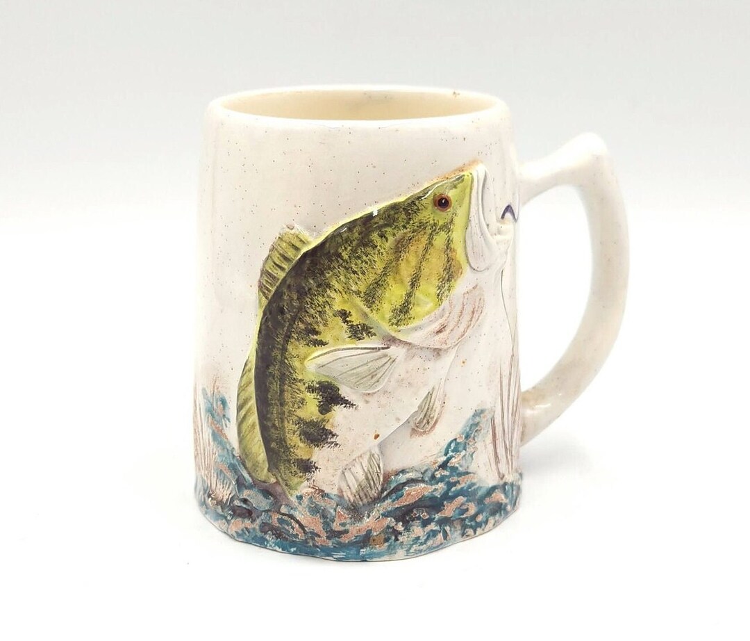 Vintage Ross Art Pottery Mug/ Coffee Mug/ Stein With Bass Jumping Out ...