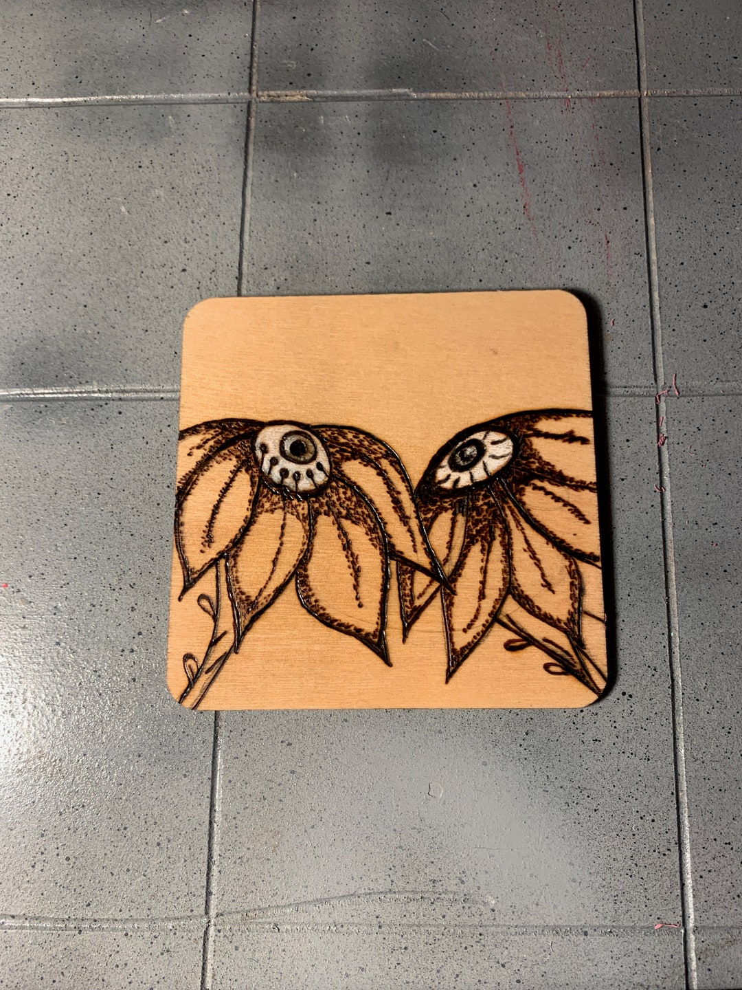 Trippy Eye Flowers Hand Burned Wallart pyrography - Etsy