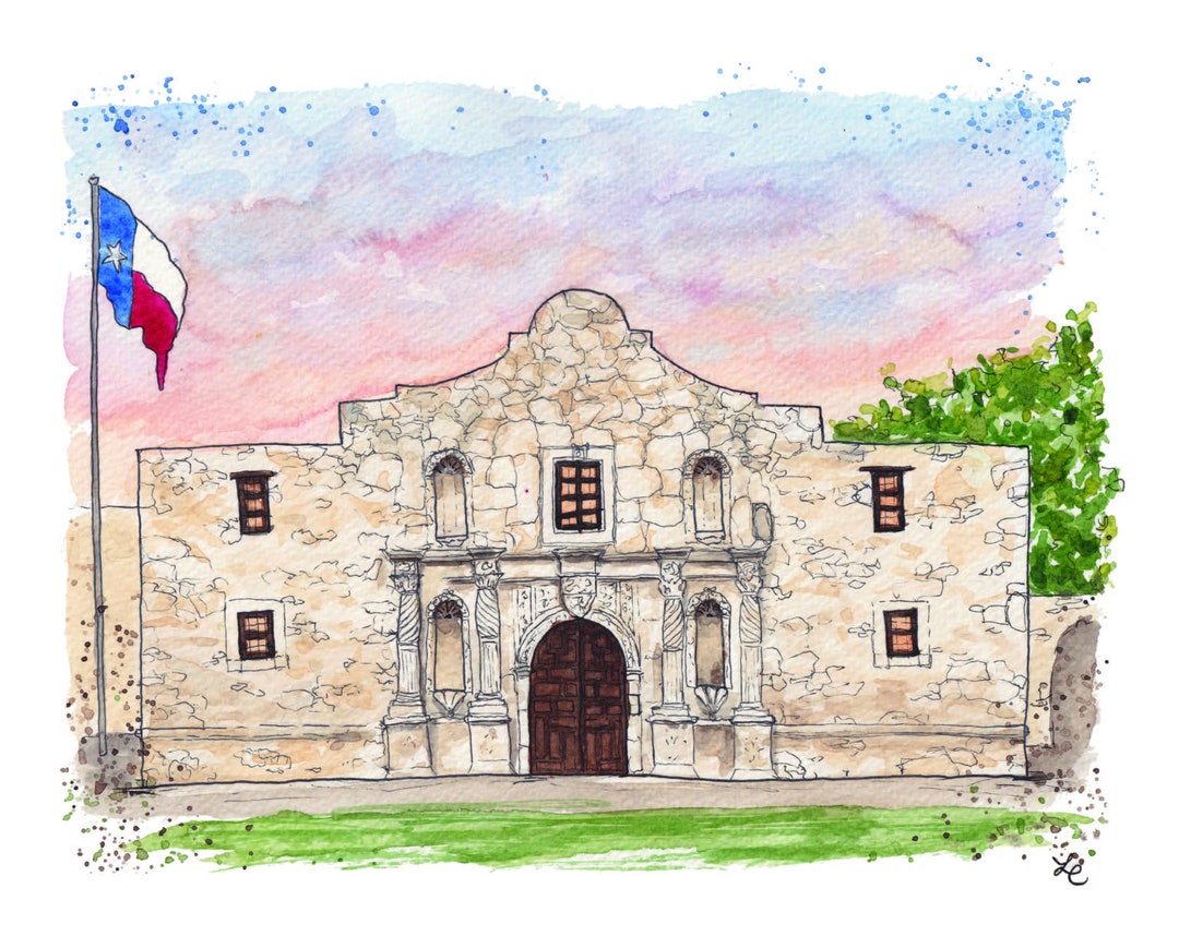 The Alamo | 8x10 Fine Art Watercolor Print, San Antonio, Texas - Etsy
