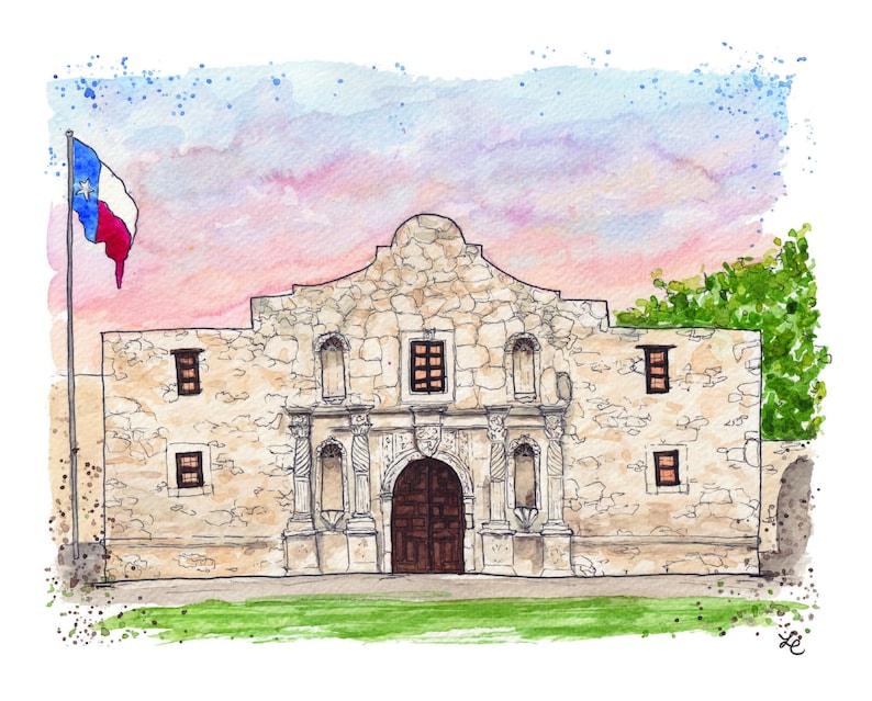 The Alamo | 8x10 Fine Art Watercolor Print, San Antonio, Texas - Etsy