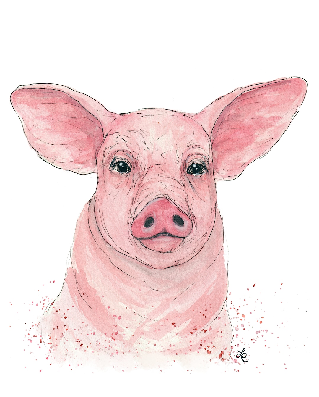 Pig Fine Art Print | 8x10 Watercolor Farm Animal Portrait - Etsy