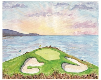 Watercolor Golf Course Print - Etsy