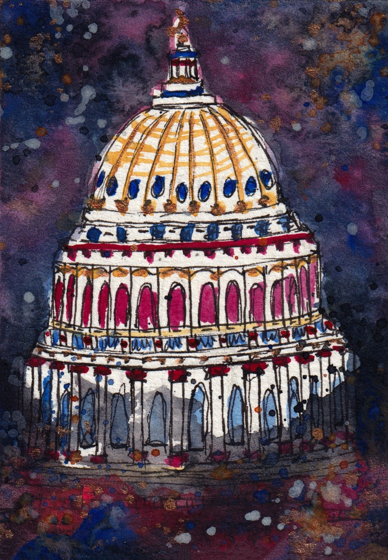 Democracy | US Capitol, Washington, DC 5x7 Watercolor Art Print ...