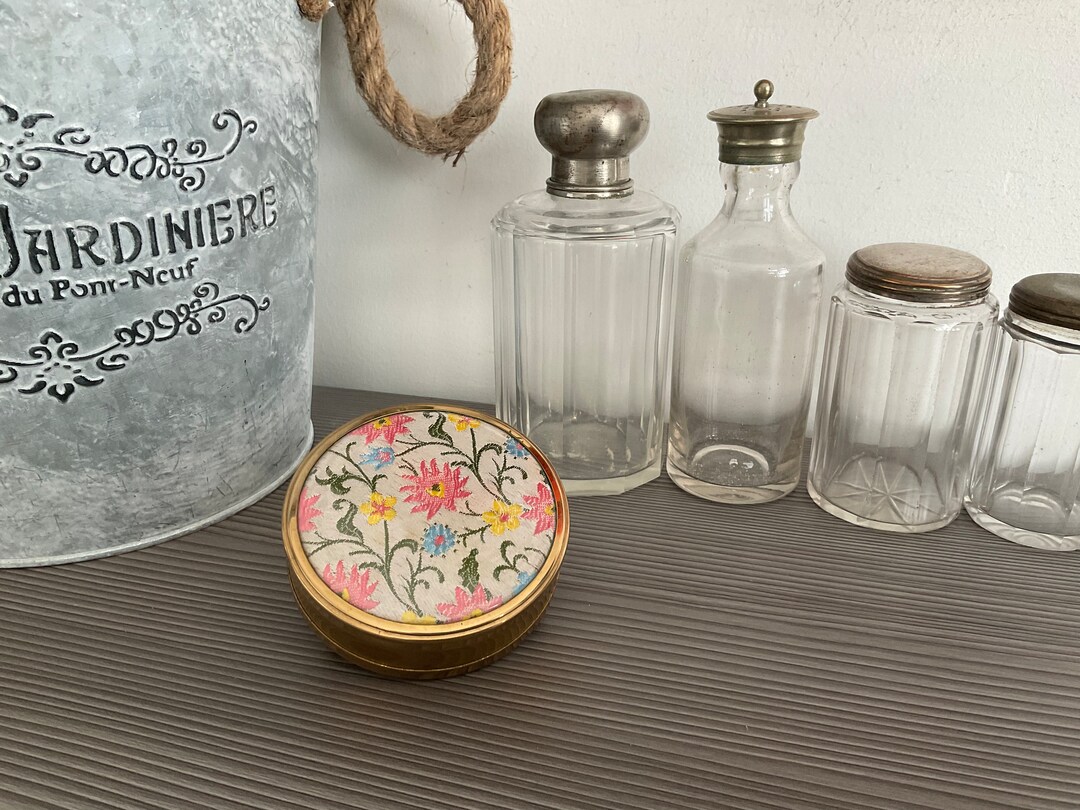 Pretty MARGARET ROSE Trinket Box, Brass Jewelry Box, Floral Embroidered ...