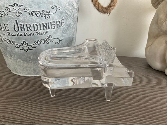 Vintage Clear Glass Piano Shaped Trinket Box, Glass J… - Gem