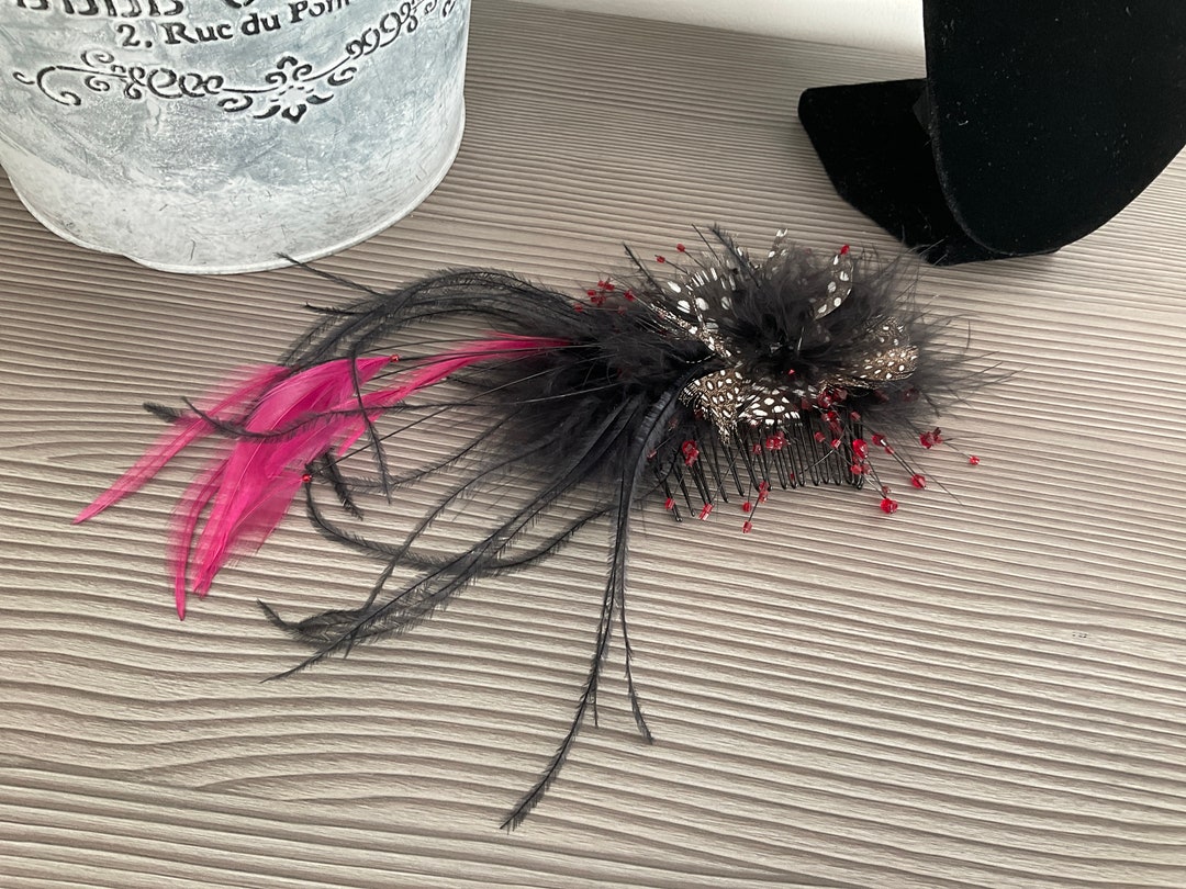 Vintage Feathered Hair Comb, Hair Accessory - Etsy