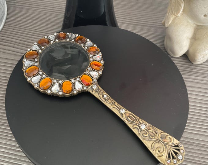 Pretty PAST TIMES Jeweled Hand Held Magnifying Glass, Decorative Desk ...