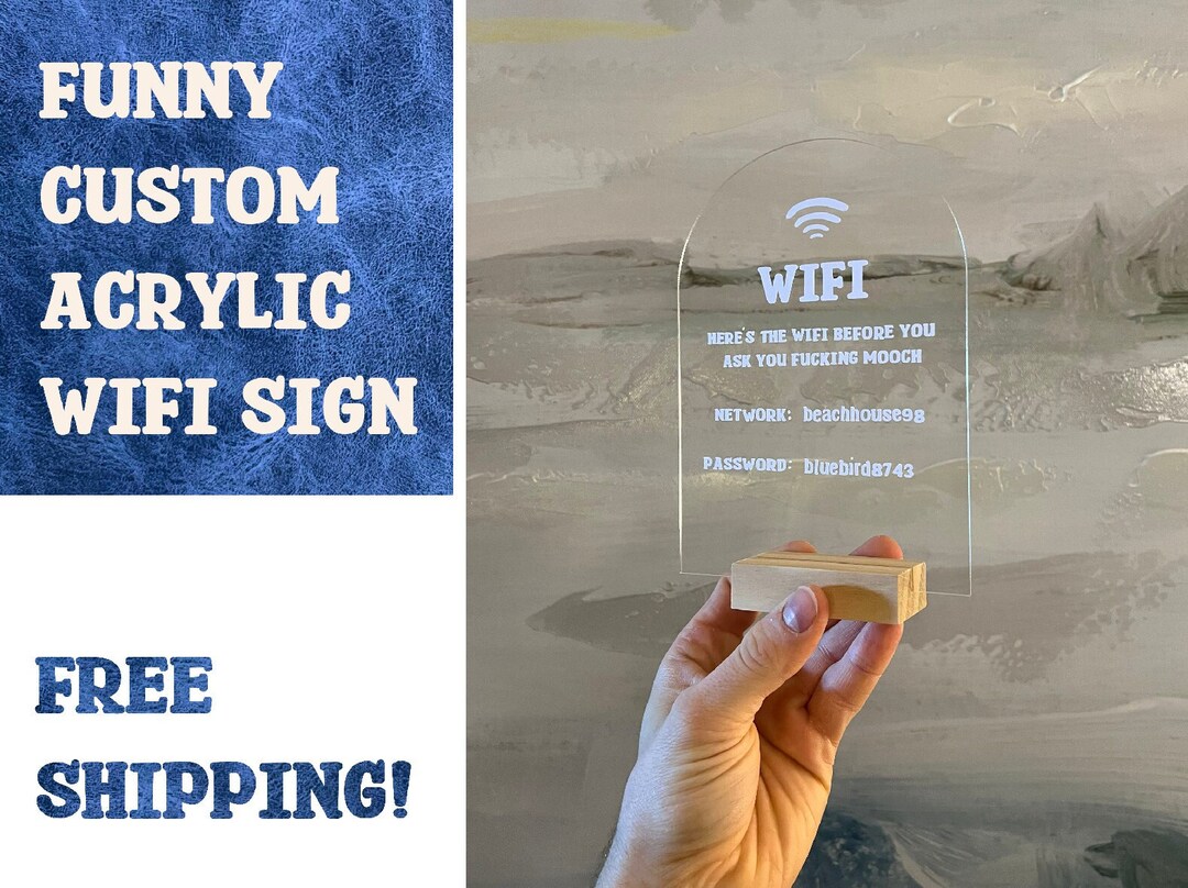 Funny Custom Acrylic Wifi Sign Wifi Signs Funny Gifts Home Decor Gag ...