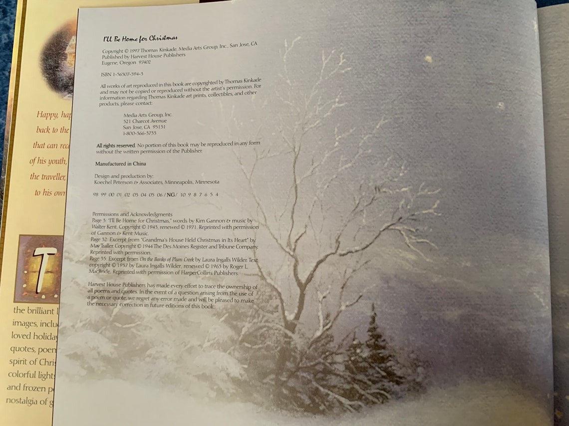 Vintage Thomas Kinkade-ill Be Home for Christmas-copyright 1997 - Etsy