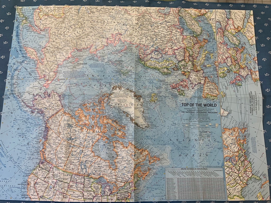 Vintage Map of the Top of the World-national Geographic Magazine ...