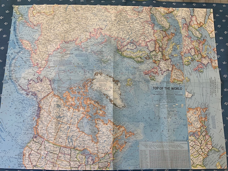 Vintage Map of the Top of the World-national Geographic Magazine ...