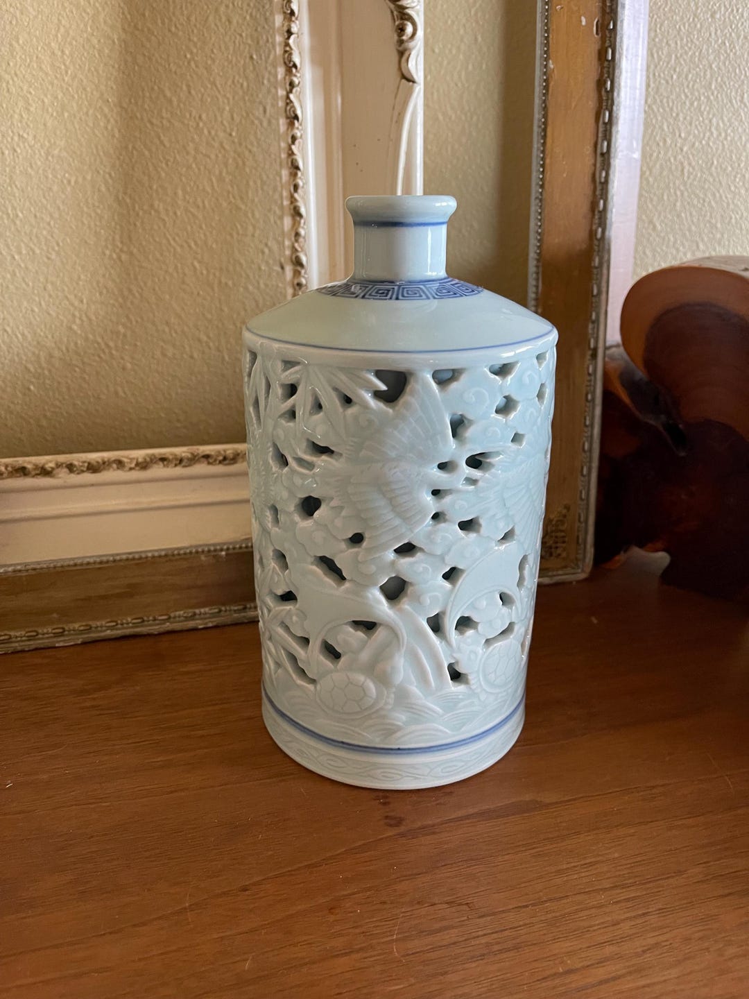 Vintage Chinese Porcelain Reticulated Double Walled Vase - Etsy