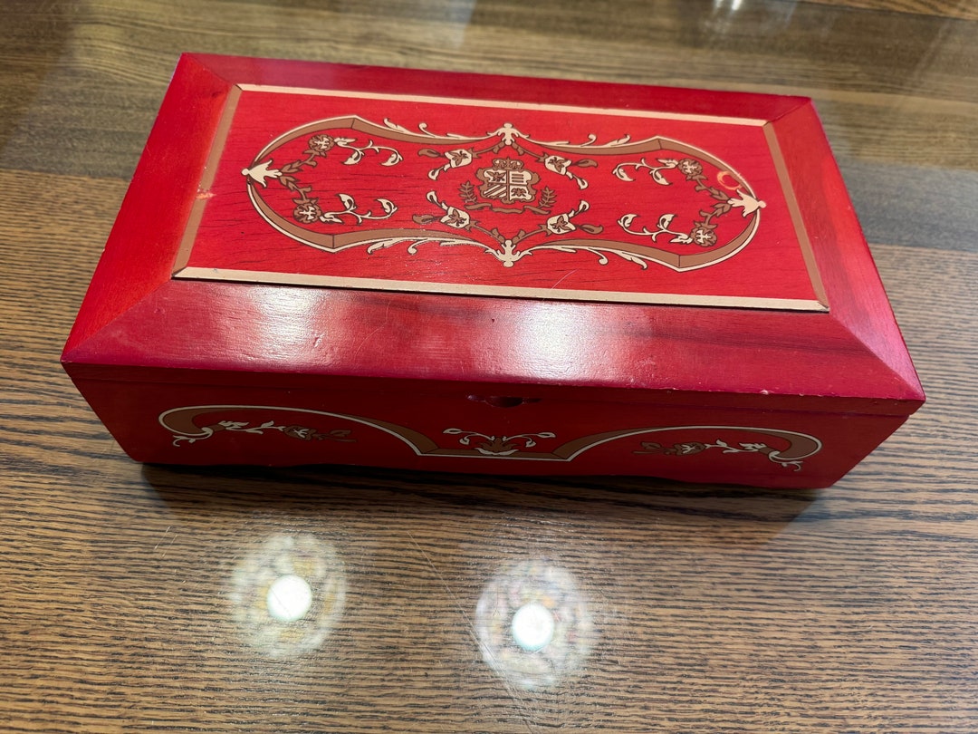 Vintage Red Music Jewelry Box - Etsy