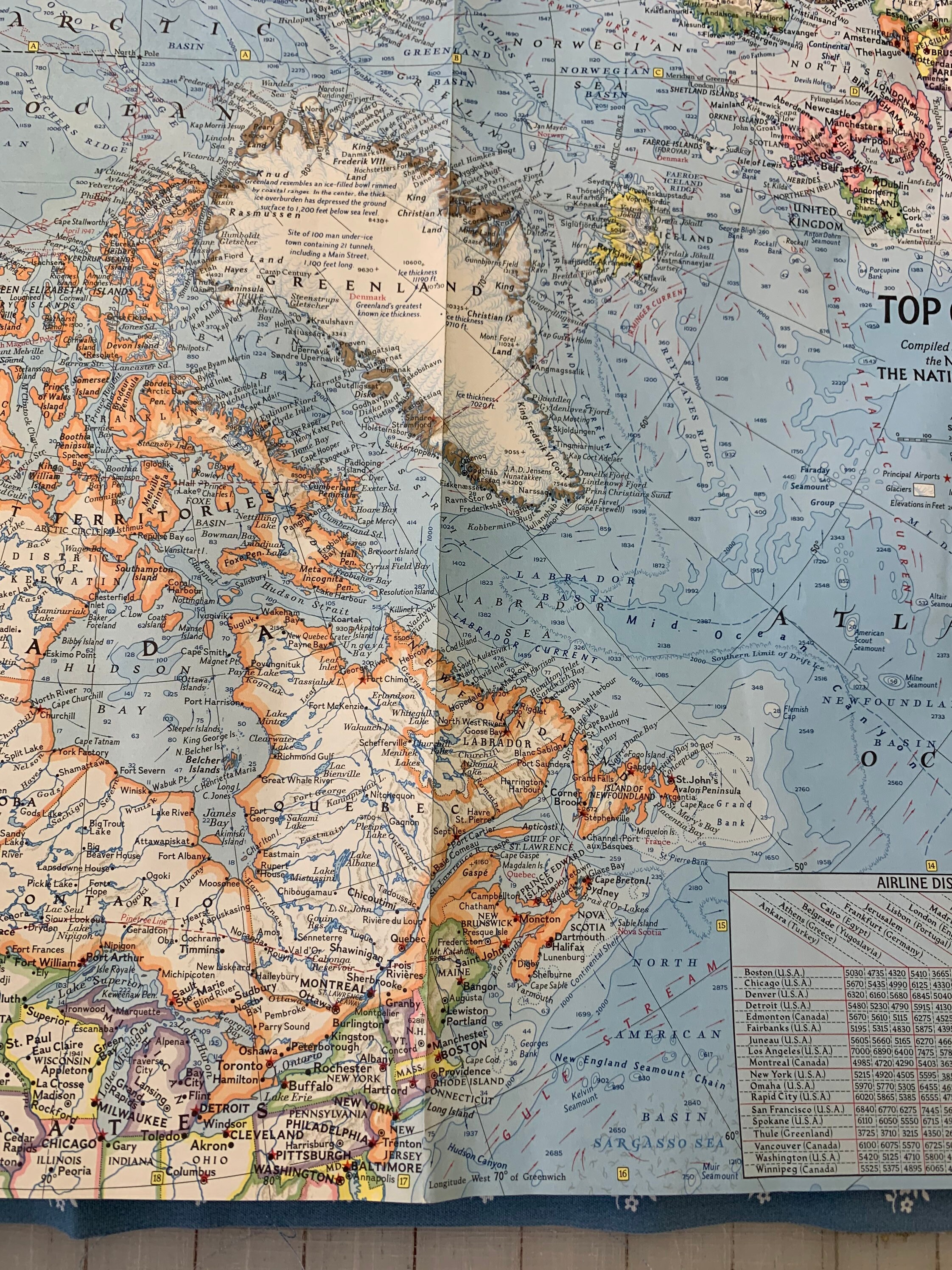 Vintage Map of the Top of the World-national Geographic Magazine ...