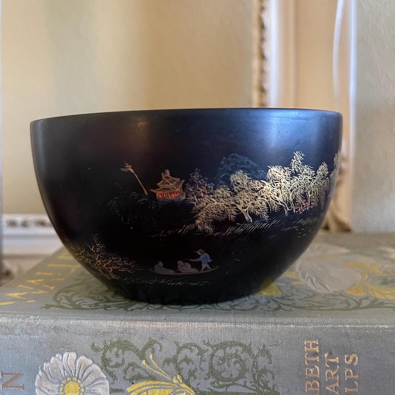 Hand Painted Lacquer Bowl - Etsy