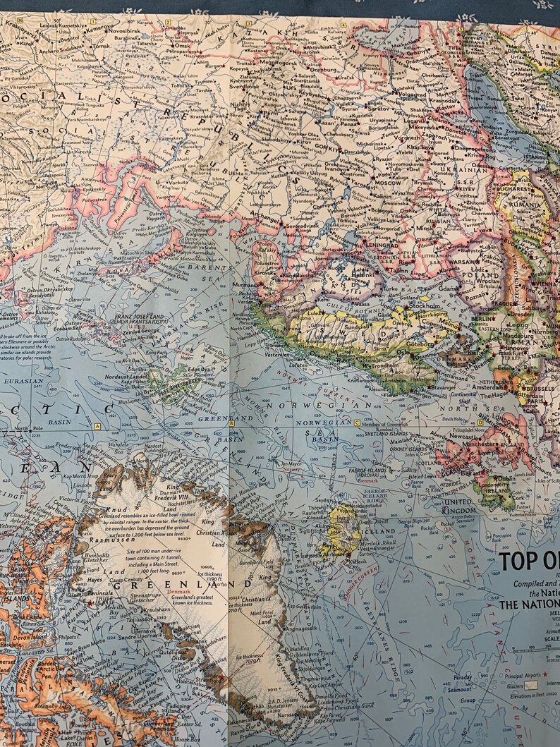 Vintage Map of the Top of the World-national Geographic Magazine ...