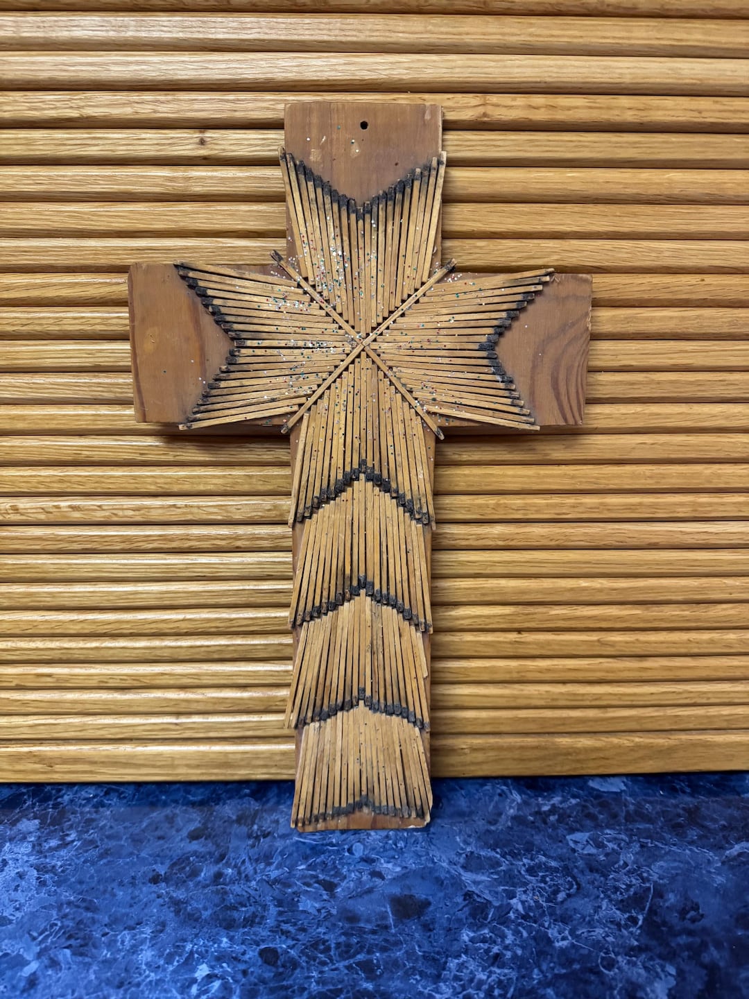 Vintage Tramp Art Matchstick Crucifix: Folk Art Cross - Etsy