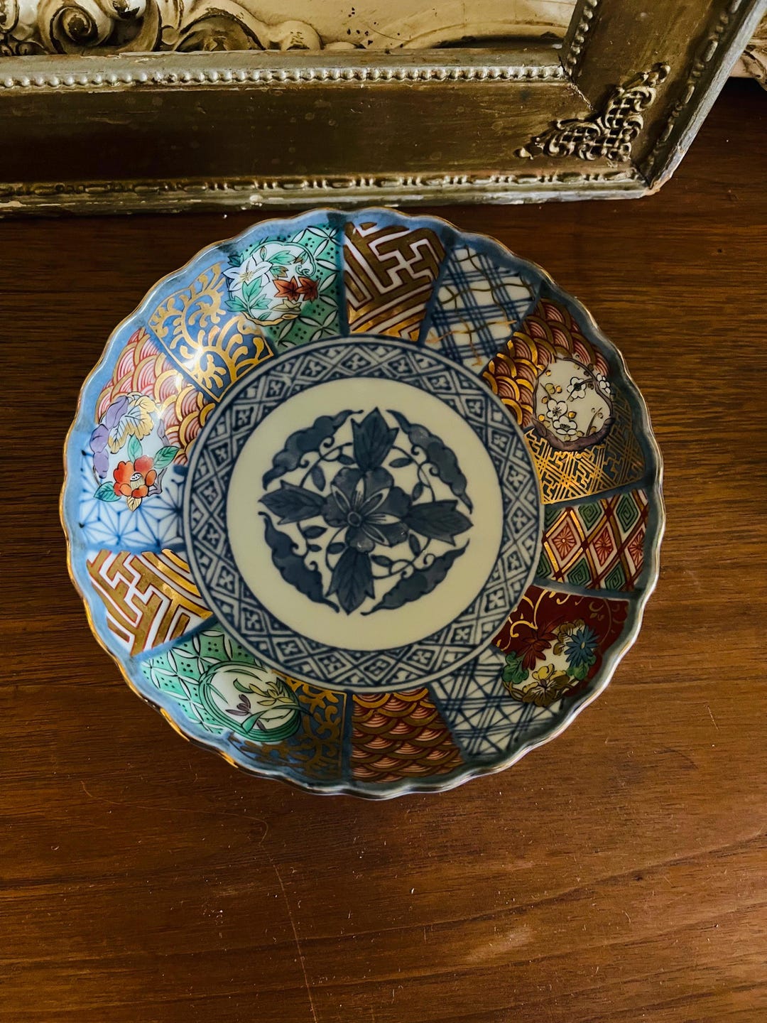 Vintage Japanese Imari Porcelein Circle Bowl 5.25 Floral Design, Blue ...