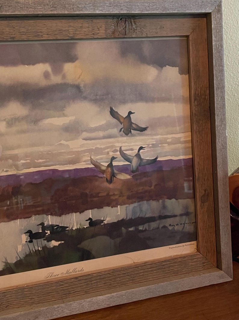 Vintage “three Mallards” by Roy M. Mason Watercolor Print With Barn ...