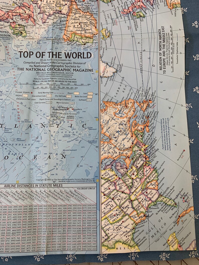 Vintage Map of the Top of the World-national Geographic Magazine ...