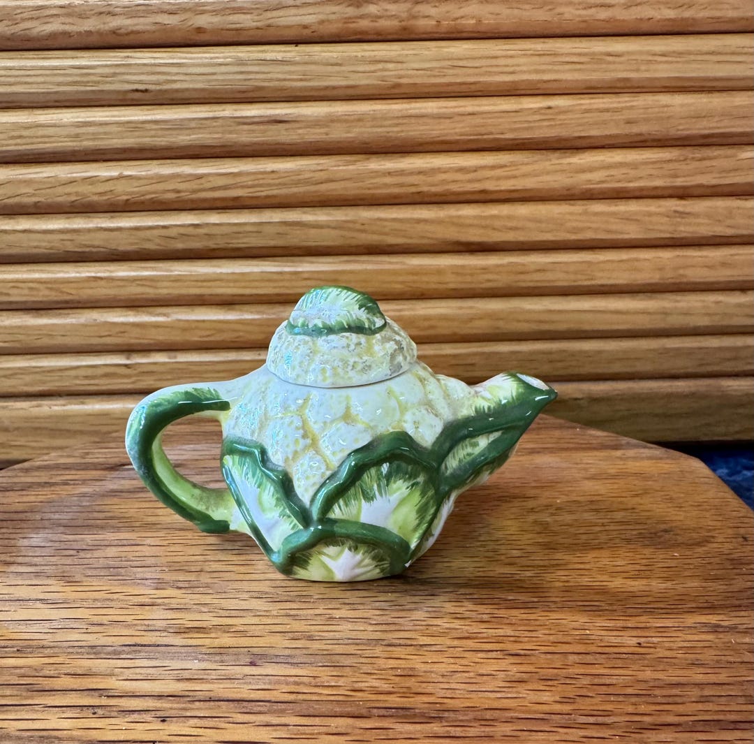 Vintage Miniature Ceramic Cabbage Leaf Teapot - Etsy