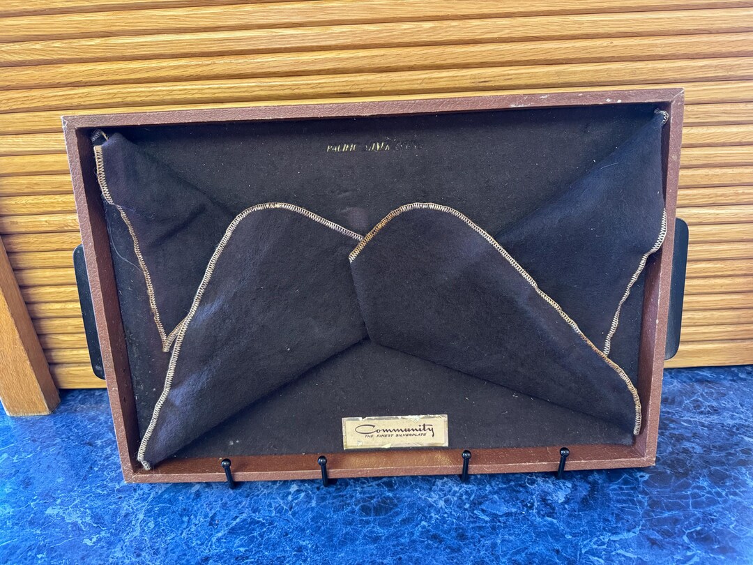 Vintage Open Top Flatware Tray With Brown Felt Silver Cloth - Etsy
