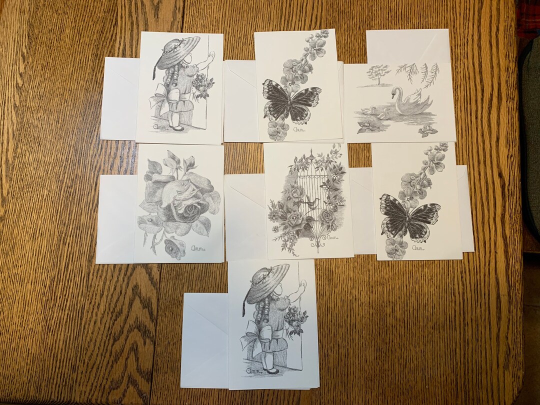 Rare Vintage Set of 7 Ann Adams Blank Greetings Cards - Etsy
