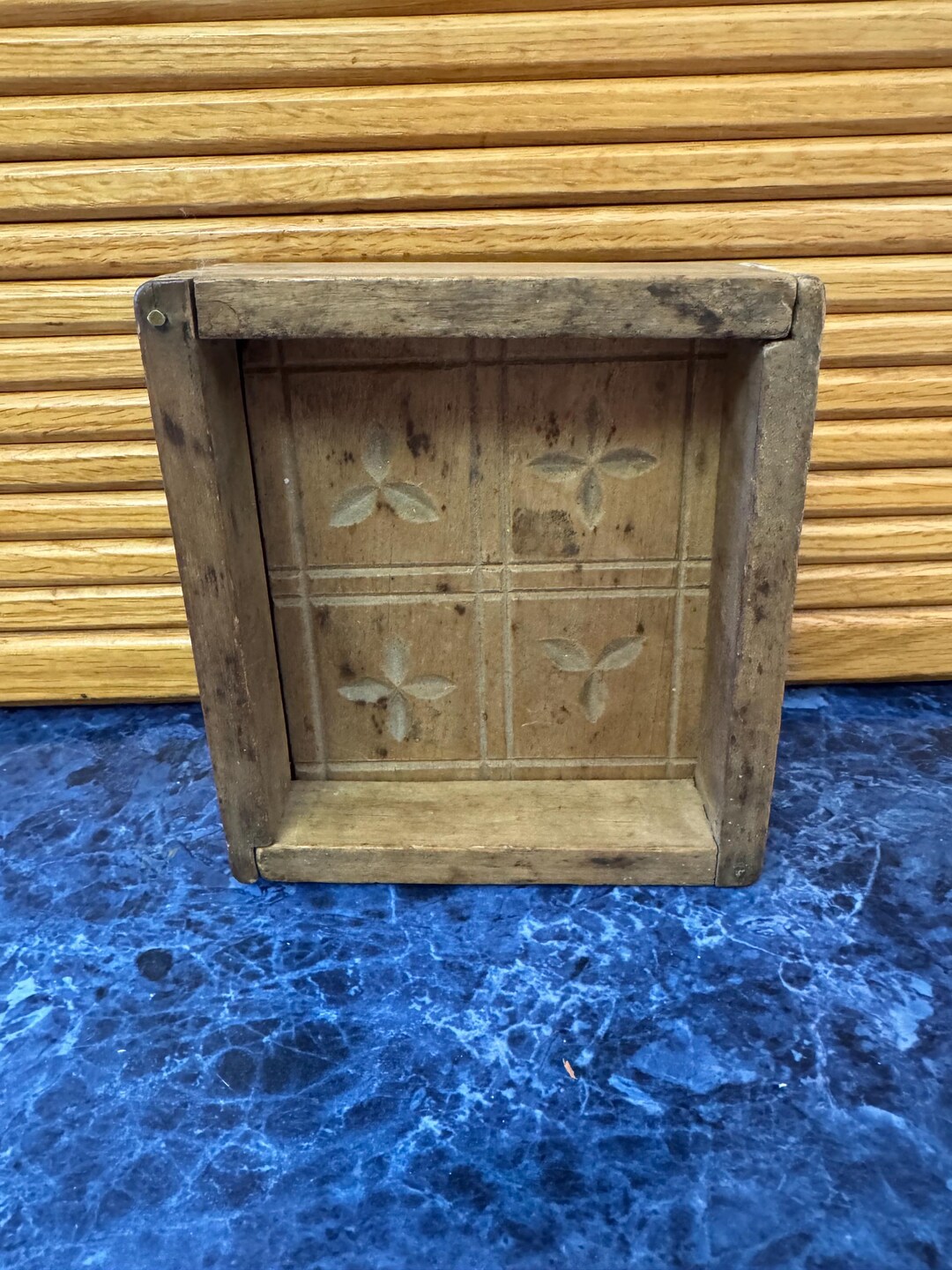 Antique Primitive Wooden Butter Mold, Dovetail, Hinged Corners ...