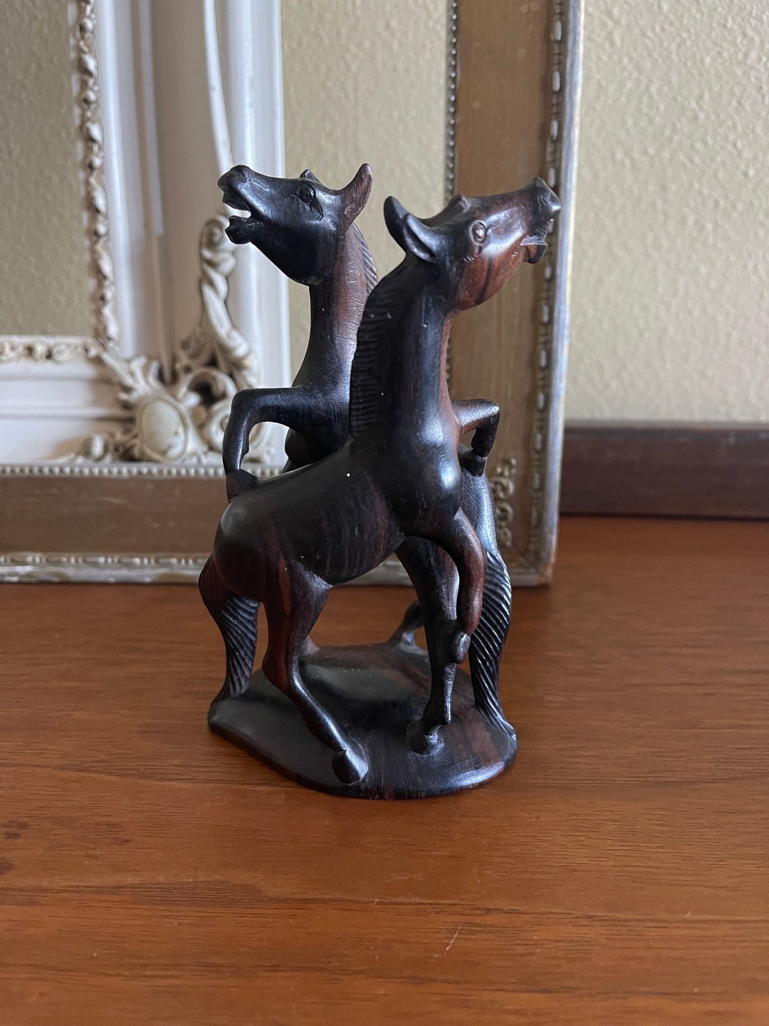 Prancing Horse Sculpture Small Hand Carved Wood Sculpture Horse Figures ...