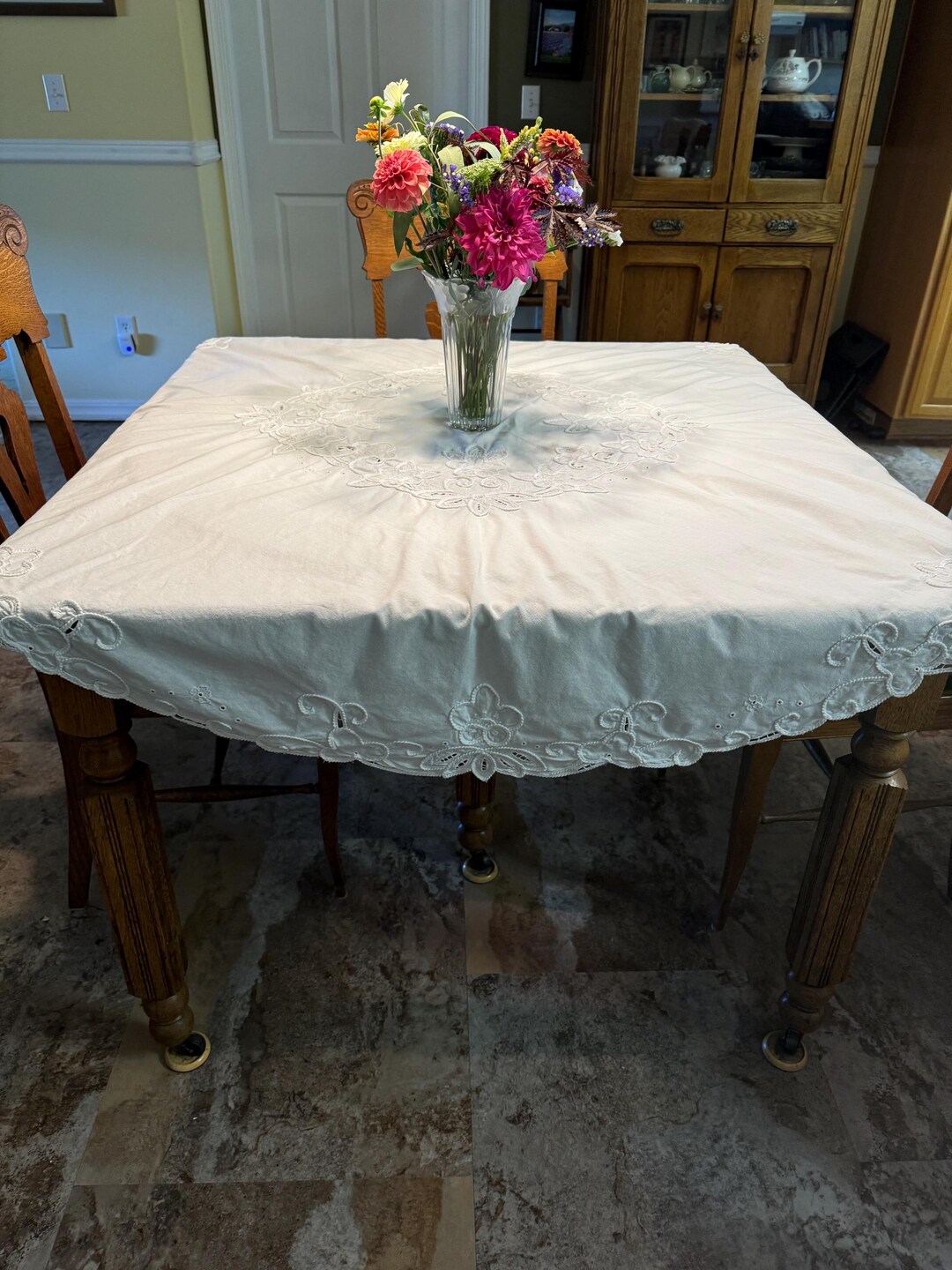 Vintage Round White Battenburg Lace Tablecloth-60” - Etsy