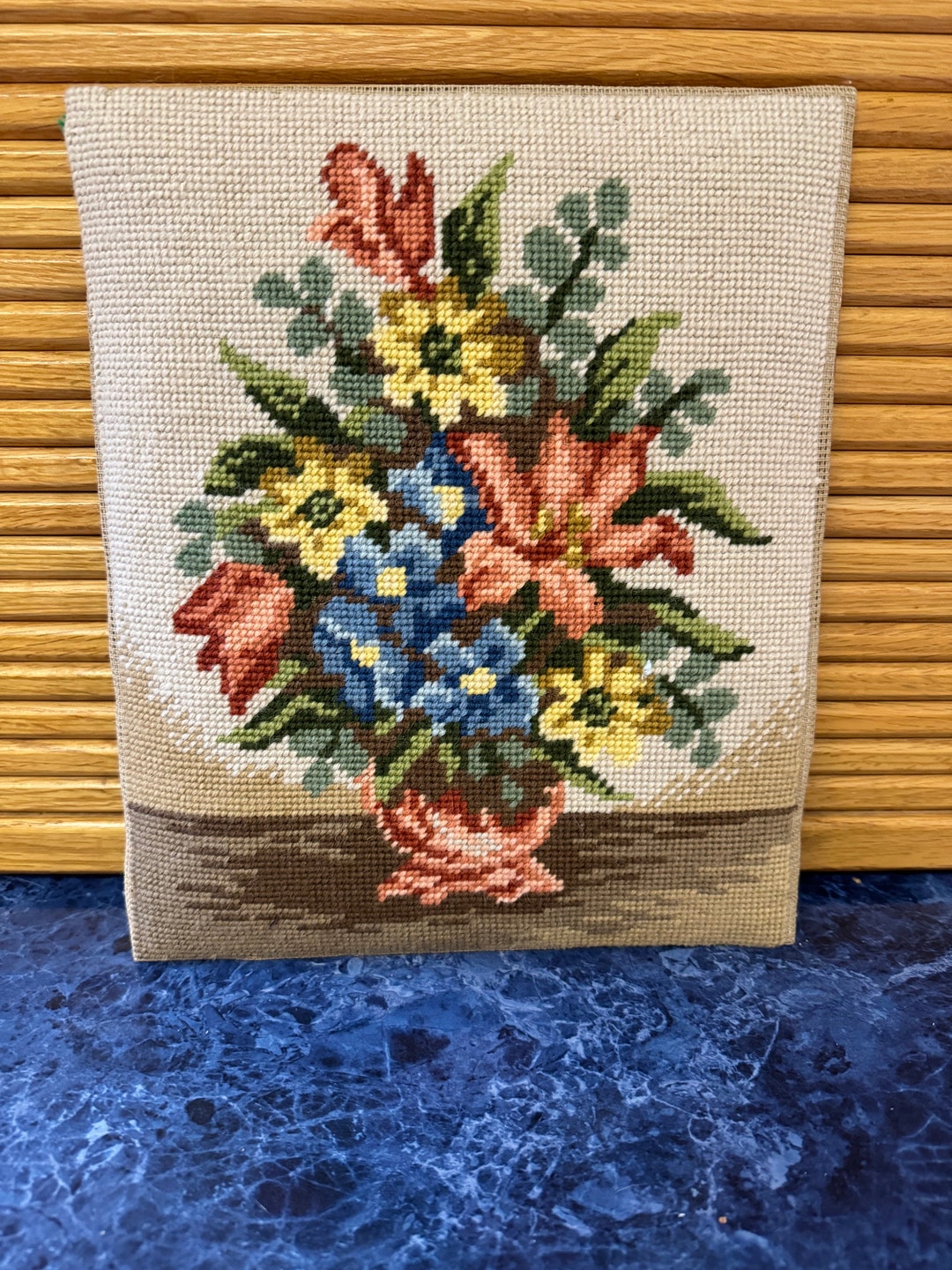 Vintage Floral Needlepoint/pillow or Stool Cover - Etsy