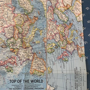Vintage Map of the Top of the World-national Geographic Magazine ...