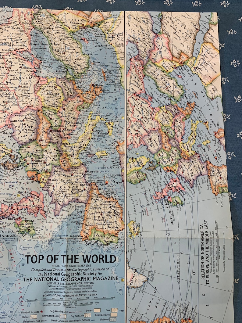 Vintage Map of the Top of the World-national Geographic Magazine ...