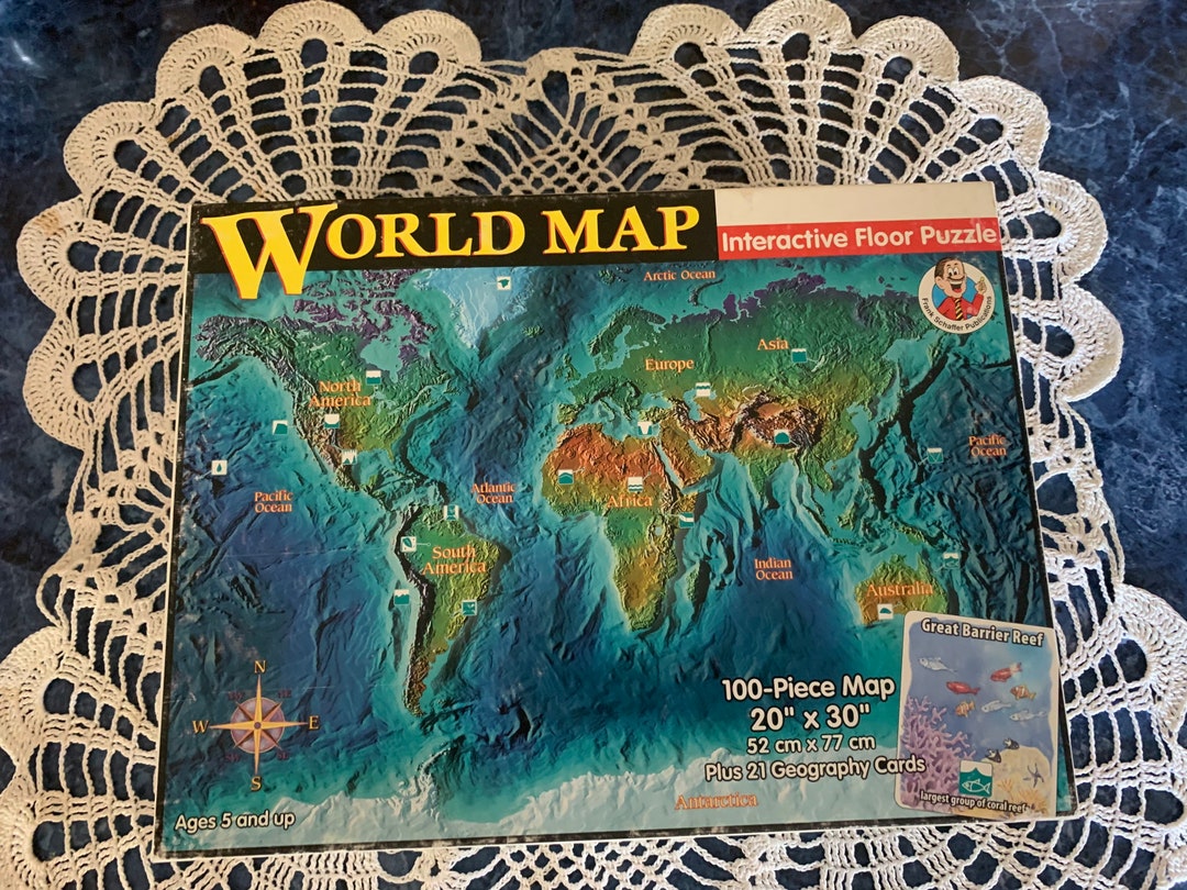 World Map-interactive Floor Puzzle - Etsy