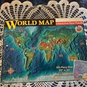 World Map-interactive Floor Puzzle - Etsy